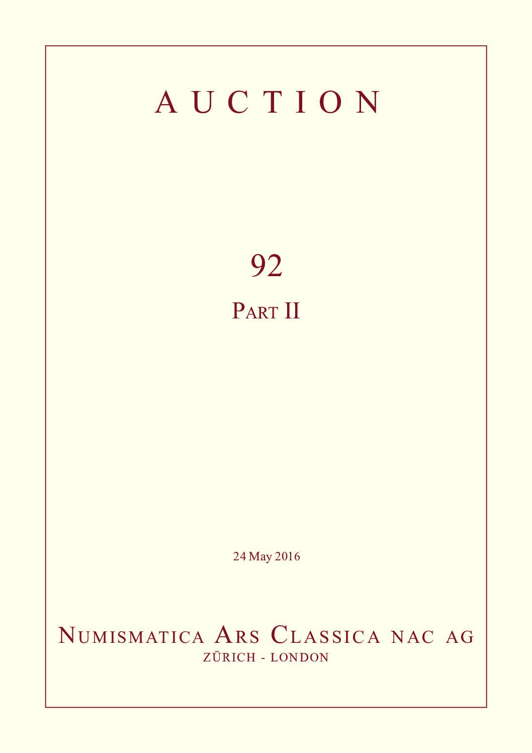 Auction 92 II - Numismatica Ars Classica NAC AG