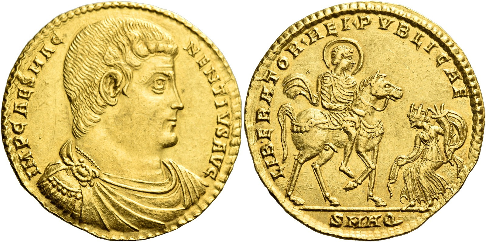 Lot 915 - Magnentius, 350 – 353 Medallion of 3 solidi, Aquileia circa ...